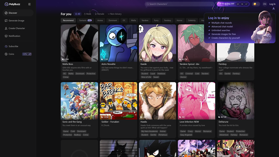 PolyBuzz AI – Plateforme de Discussion Massive de Personnage...