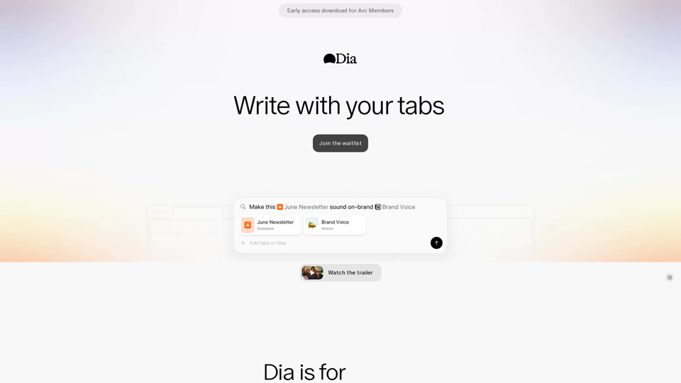 Dia Browser | AI-Powered Browser with Chat, Writing & Produc...