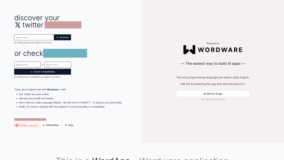 Twitter Personality - AI Agent by Wordware | agenthunt.io