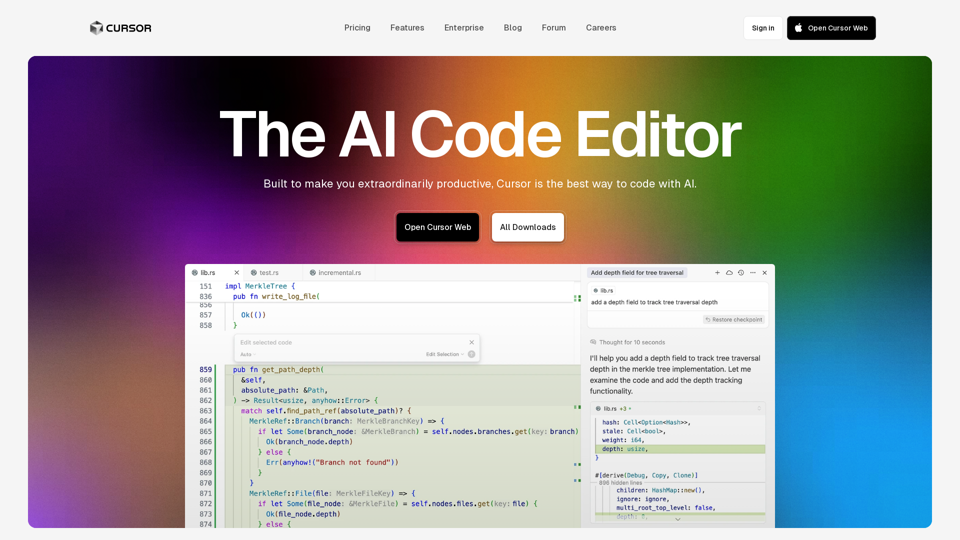 Cursor AI Code Editor | agenthunt.io